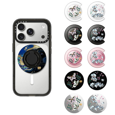 上城士漆彩吉年新春艺术磁吸支架文艺指环卡包便携折叠苹果通用