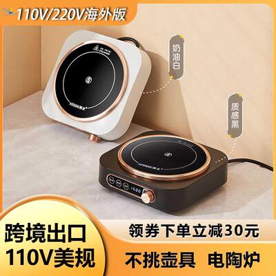 跨境110V美规出口小型黑晶炉家用煮茶炉迷你不挑锅玻璃智能煮茶器