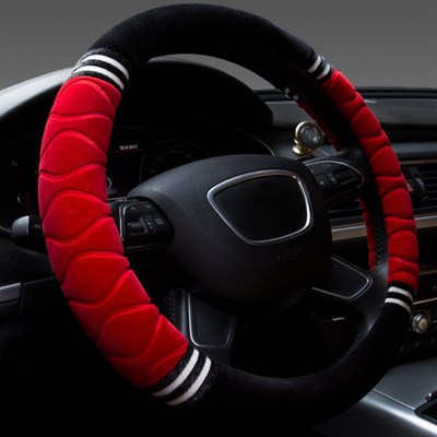 汽车方向盘套冬季短毛绒防滑保暖车把套男女四季通植绒薄款长毛绒