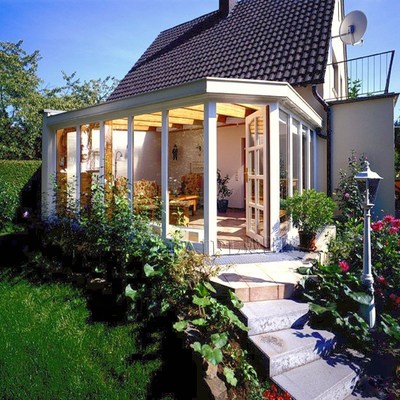 别墅花园断桥铝合金门窗欧式阳光房定制钢化玻璃屋顶封阳台天井