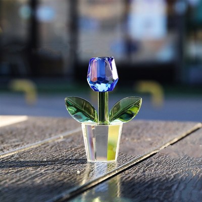 可可爱爱水晶郁金香办公室桌面小摆台 创意仿真小绿植摆件装饰品