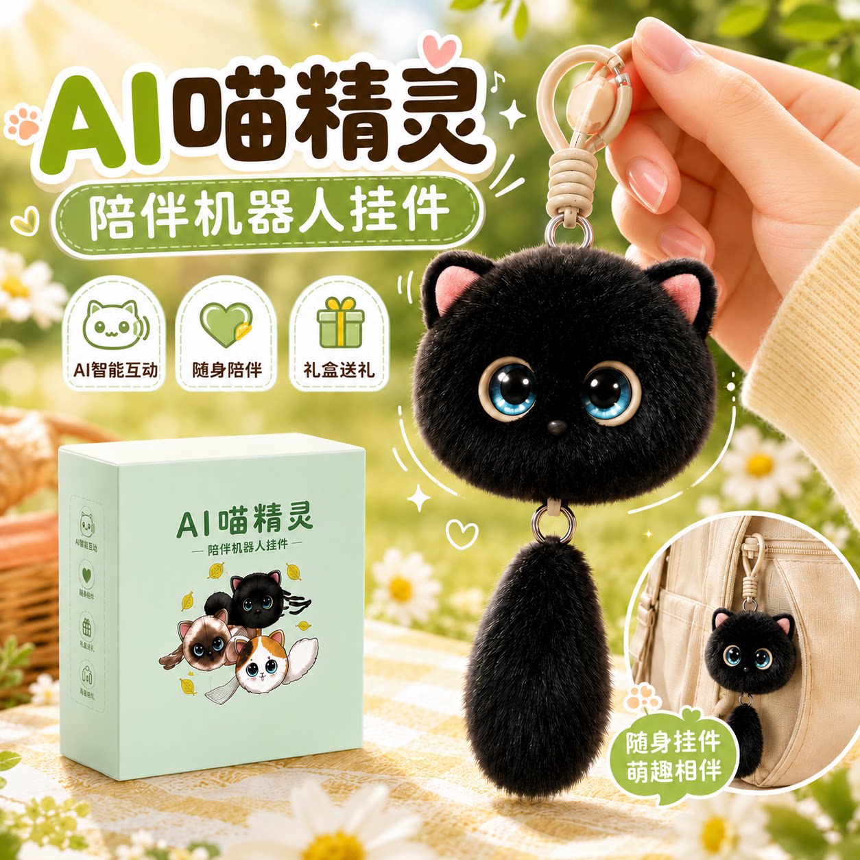 ai喵精灵智能机器人儿童电子宠物陪伴对话豆包小挂件玩具生日礼物