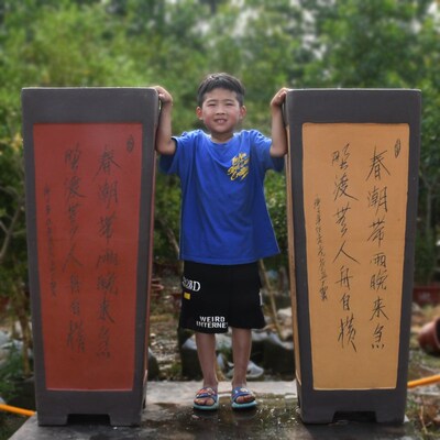 宜兴紫砂花盆深高盆特大号高筒正方悬崖盆景花盆高款签筒客厅落地