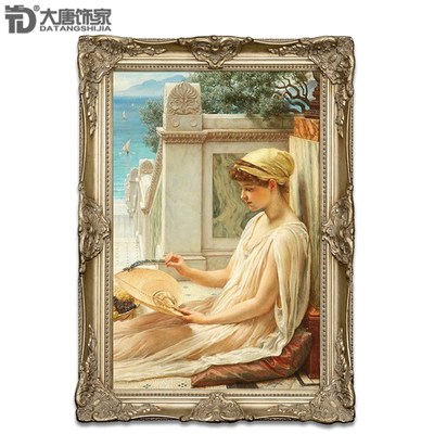 手绘古典人物油画 客厅挂画 欧式玄关装饰画 波因特-在露台上N220