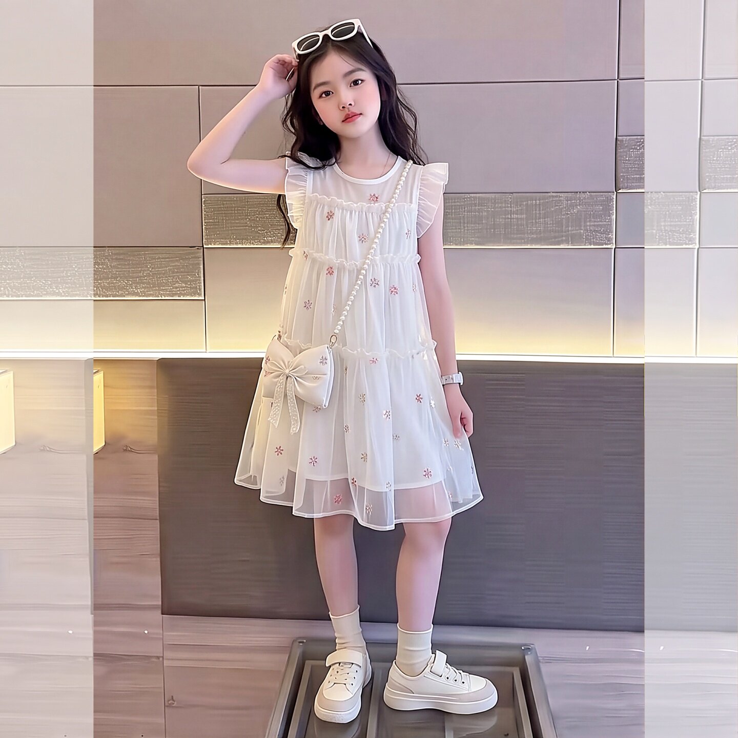 女童连衣裙夏装儿童裙子2026新款好看洋气夏季女孩大童拼接公主裙