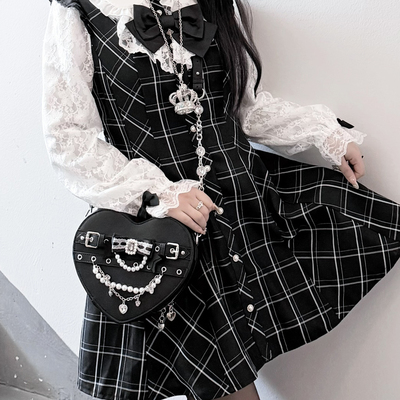 【收藏】绵羊泡芙原创蕾系珍珠蕾丝爱心包可爱斜挎包