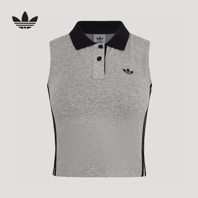 adidas阿迪达斯三叶草2026夏女针织运动无袖POLO领时尚背心KY5693