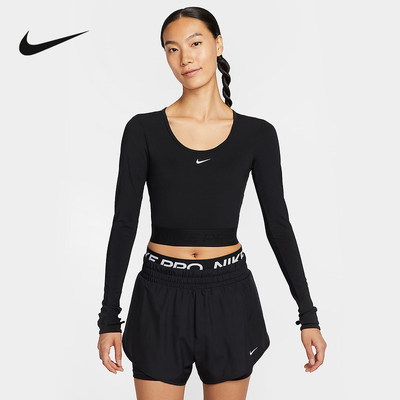 NIKE耐克秋秋季新款女子运动休闲短款修身长袖针织衫 HV9993-010