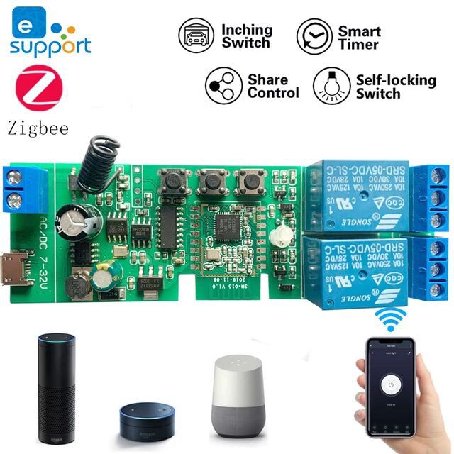 Zigbee智能模块开关涂鸦Zigbee 二路开关电动自锁改装件支持Alexa