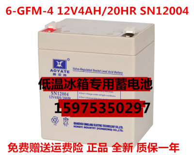 AOYATE奥亚特电池 6-GFM-4 12V4AH/20HR SN12004 低温冰箱蓄电池