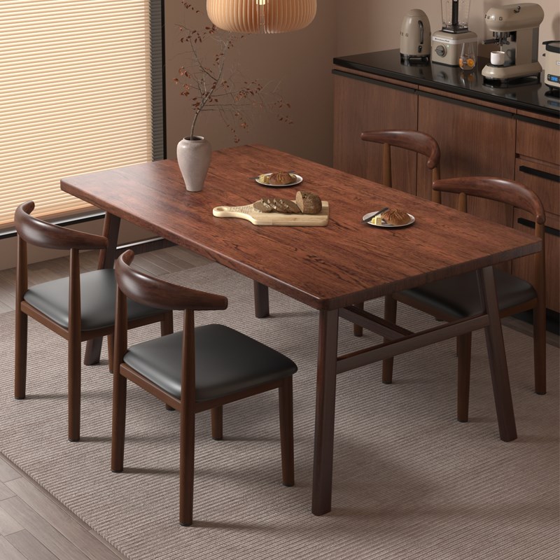 餐桌家用小户型侘寂风桌子客厅吃饭简约饭桌饭厅商用覆古桌椅组合