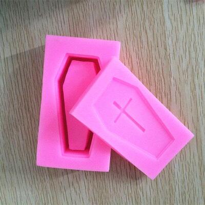 3D棺材僵尸骷髅十字架 翻糖蛋糕硅胶烘焙模具 皂模P174