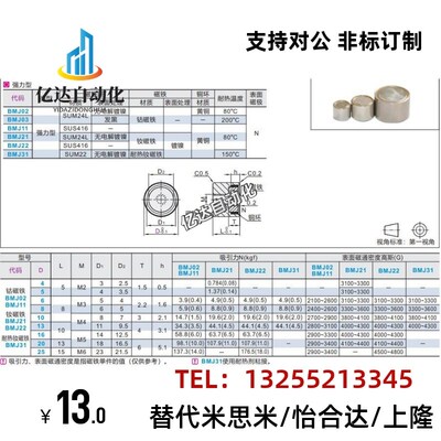 带座磁铁BMJ22/BMJ31/BMJ03-D6/D8/D10/D13/D16/D20/D25