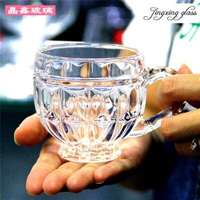 2025新款水晶玻璃杯水杯酒杯茶杯带把手有耳啤酒杯子玉晶家用高级