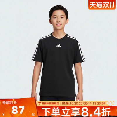 adidas阿迪达斯大童J 3S TEE 160运动休闲短袖T恤JD6487