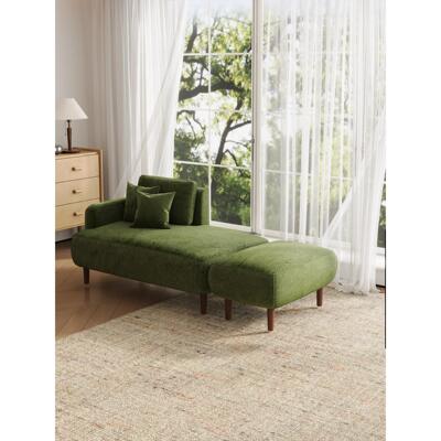 雪尼尔贵妃位沙发模块组合客厅小户型北欧卧室阳台可躺懒人窄沙发