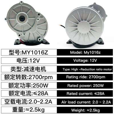 12V250W有刷A形轮减速电机 1016Z永磁直流炒货机电机齿轮带脚