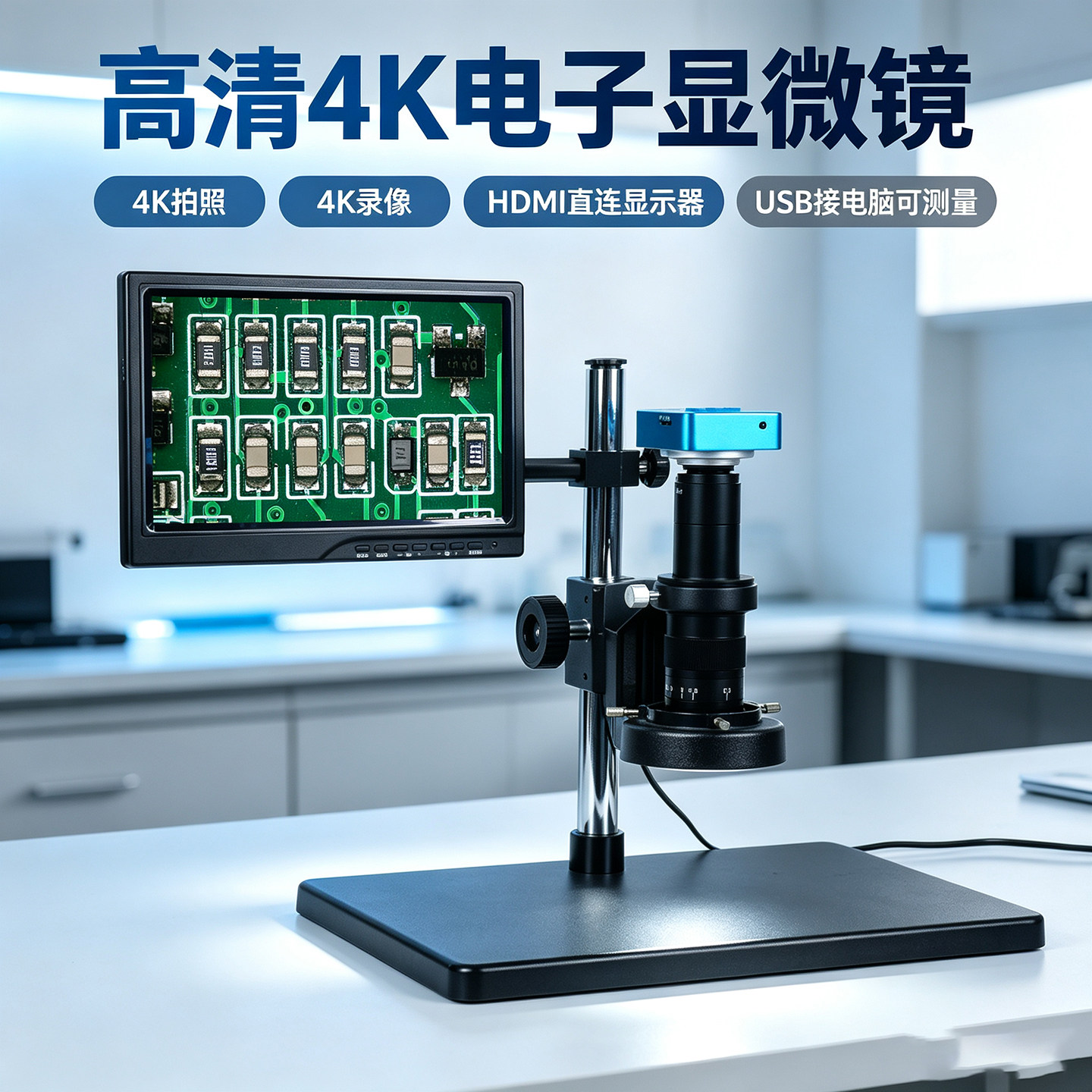 电子显微镜高清4K拍照录像HDMI电路主板维修检测工业接电脑测量