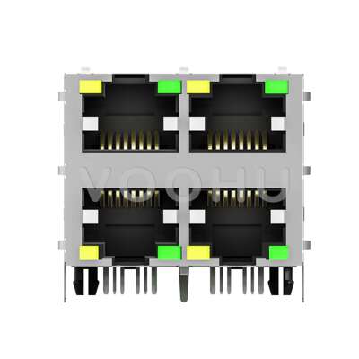 SYT22B083DB2A4D068 rj45网口连接器百兆带灯 2X2双层4口网线接口