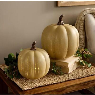 Starry Night Glass Pumpkin Orange万圣节发光南瓜树脂工艺装饰
