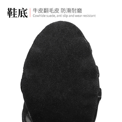 2026新款拉丁舞鞋女成人跳舞鞋中跟麂皮绒广场交谊舞凉鞋