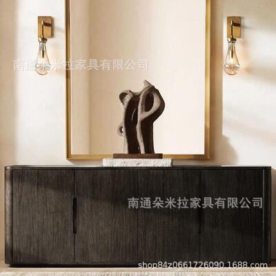 RH美式乡村实木餐边柜 现代简约储物双门四门复古靠墙茶水柜家具