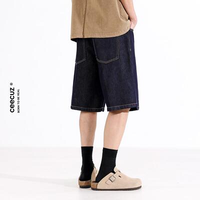 Ceecuz 夏季轻薄丹宁原色牛仔短裤男美式直筒五分裤薄款休闲五分