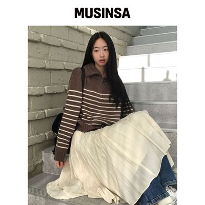 LOTSYOU lotsyou_Hazel 针织拉链外套 棕色 MUSI韩国官网直邮进口