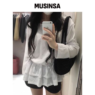 CHICKS 荷叶边层叠长袖白色上衣 MUSINSA韩国直邮官方正品