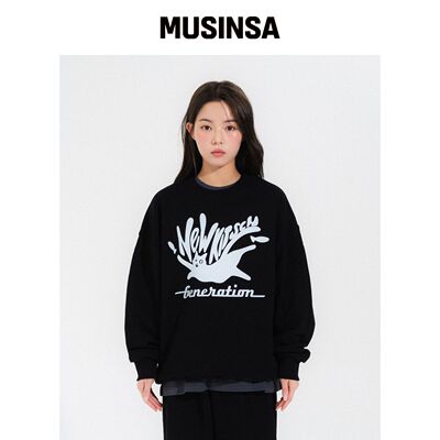 NEWKITSCH FISH CAT SWEATSHIRTS (BLACK) MUSIN韩国官网直邮进口