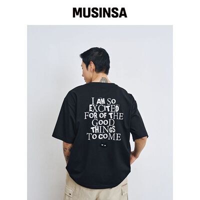 LMR 猫LOGO字母图案T恤 BLACK韩国官网直邮进口MUSINSA