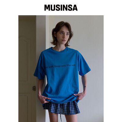 NOCONTENT 155. TUDE T恤 _ 中蓝色 MUSINSA韩国官网直邮进口