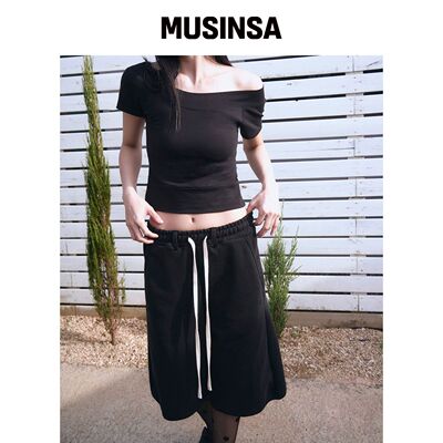WOOALONG 棉质黑色伯穆达短裤 MUSINSA韩国官网直邮进口