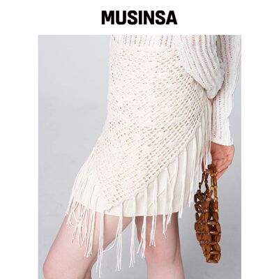 320SHOWROOM 钩编不对称流苏包裙韩国官网直邮进口MUSINSA