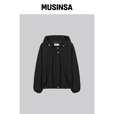 FRIVER07 褶皱连帽帽子针织衫_黑色 MUSINSA韩国直邮官方正品