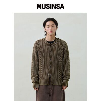 NOUN 褪色的麻花针织（棕色） MUSINSA韩国官网直邮进口