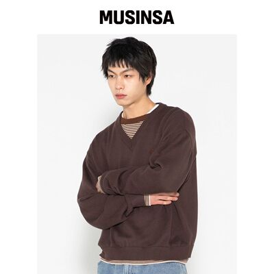 XTONZ XTK180 条纹层叠V领针织衫 (棕色) MUSINS韩国官网直邮进口