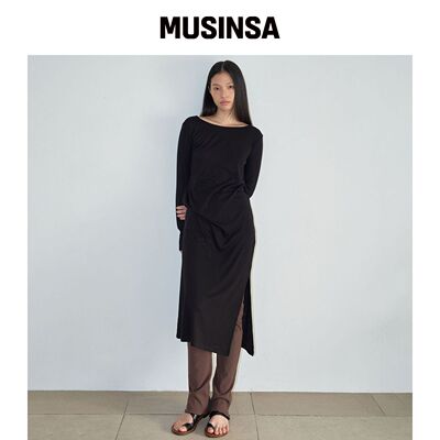 NOEUD 侧切连衣裙（黑色） MUSINSA韩国官网直邮进口