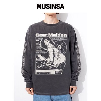 QT8 GARMENTS RG Gear 女款水洗长袖衫（炭灰色 韩国官网直邮进口