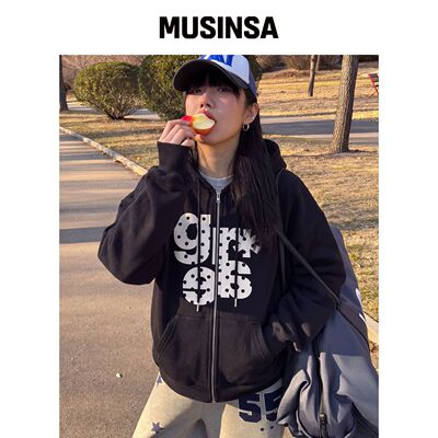 GRAVER [UNISEX] GRAE-S DOT 连帽拉链衫_Black 韩国官网直邮进口