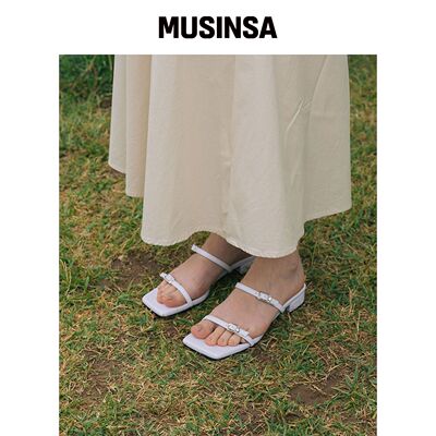 EIFFELCLASSIC 双绑带拖鞋 - 白色 MUSINSA韩国官网直邮进口