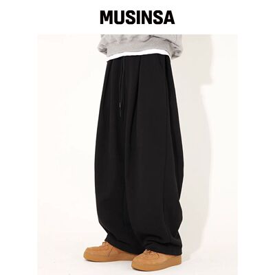 BOUNDARY 双褶宽松长款卫裤 [黑色] MUSINSA韩国直邮官方正品