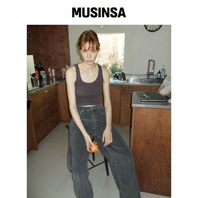 108POUND 水洗灯芯绒裤_炭灰色 MUSINSA韩国官网直邮进口
