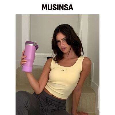 INJIACTIVE Scoop Ribbed Tank 黄色 MUSINSA韩国官网直邮进口
