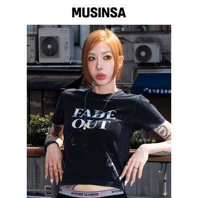 XTONZ XF009 水洗涂鸦T恤 (黑色) MUSINSA韩国官网直邮进口