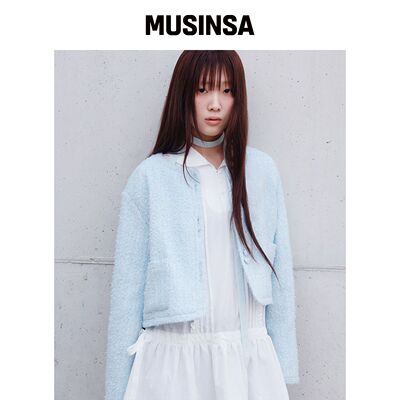 CELITAILS TIE TWEED CROP JACKET_BLUE韩国官网直邮进口MUSINSA