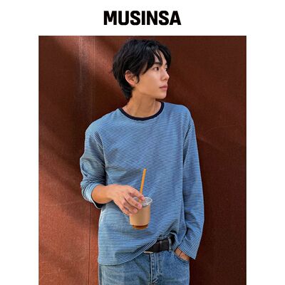 WEDNESDAY OASIS 细条纹长袖T恤_BLUE(WB6TP50) 韩国官网直邮进口
