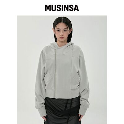 FLAREUP 结构错位连帽卫衣 (FL-067_Gray) MUSIN韩国官网直邮进口