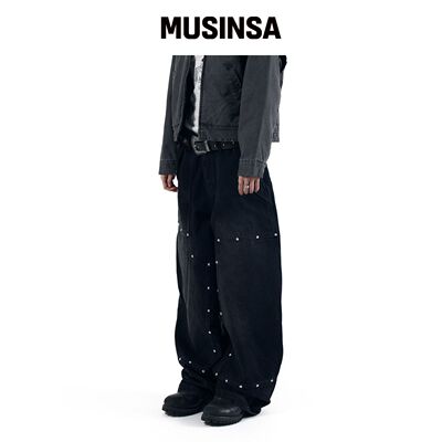 AAKAM 史蒂夫双膝牛仔裤（黑色） MUSINSA韩国官网直邮进口