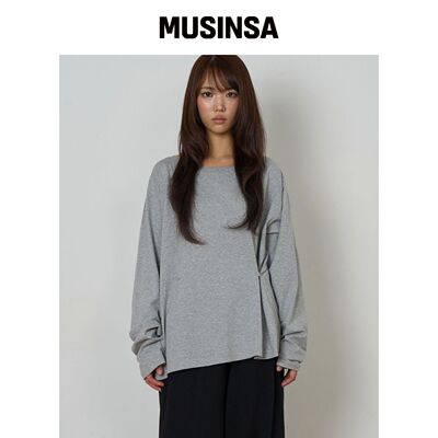 TOFFEE WOMEN W 纽扣开襟T恤(混灰色) MUSINSA韩国官网直邮进口